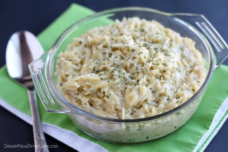 Garlic Parmesan Orzo | Dessert Now Dinner Later