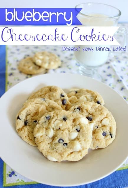 Blueberry Cheesecake Cookies | Dessert Now Dinner Later