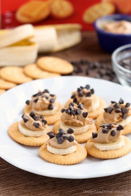 Chocolate Peanut Butter Banana RITZ® Bites | Dessert Now Dinner Later