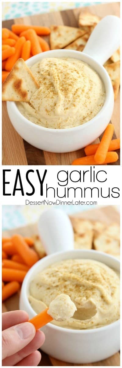Easy Garlic Hummus | Dessert Now Dinner Later
