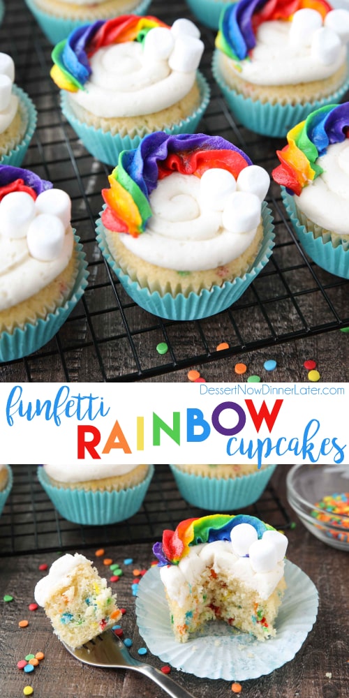 Funfetti Rainbow Cupcakes | Dessert Now Dinner Later