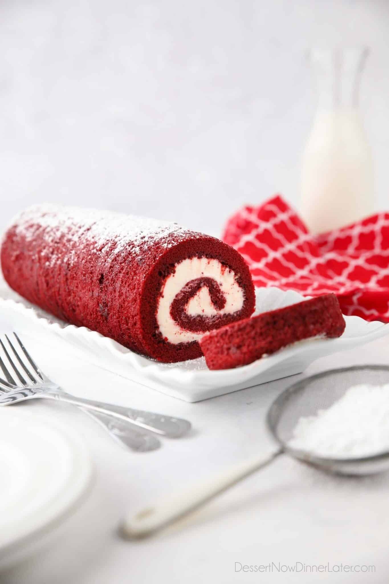 Red Velvet Cake Roll + Video | Dessert Now Dinner Later