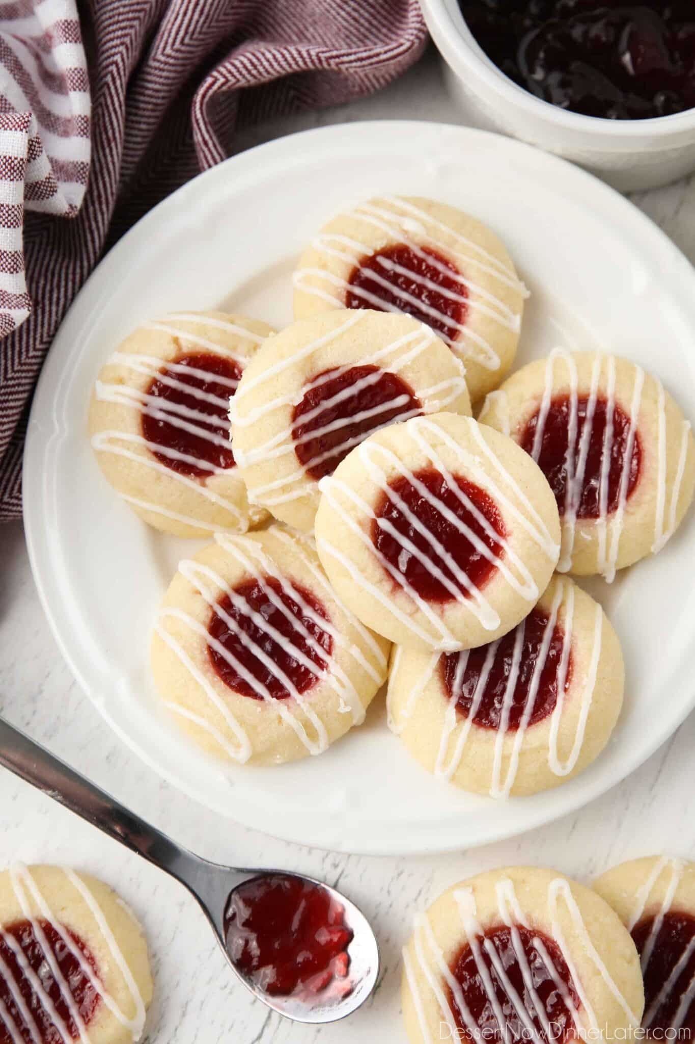 Raspberry Thumbprint Cookies + Video | Dessert Now Dinner Later