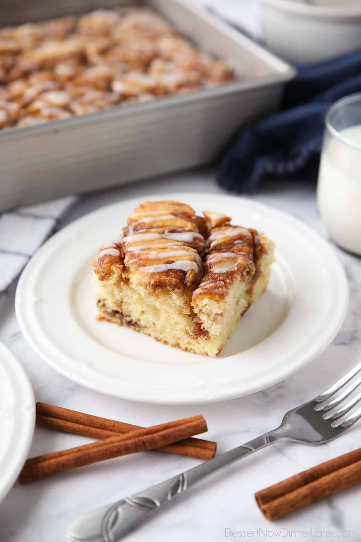 Cinnamon Roll Cake + Video | Dessert Now Dinner Later
