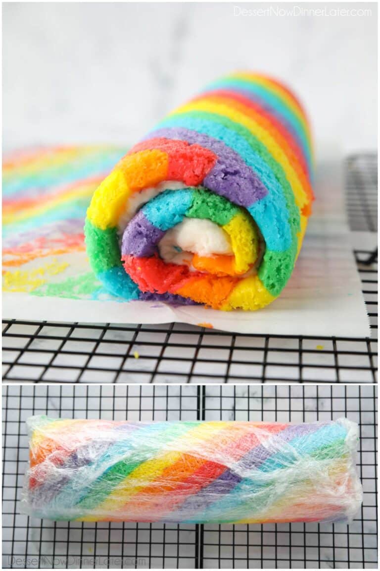 Rainbow Cake Roll | Dessert Now Dinner Later