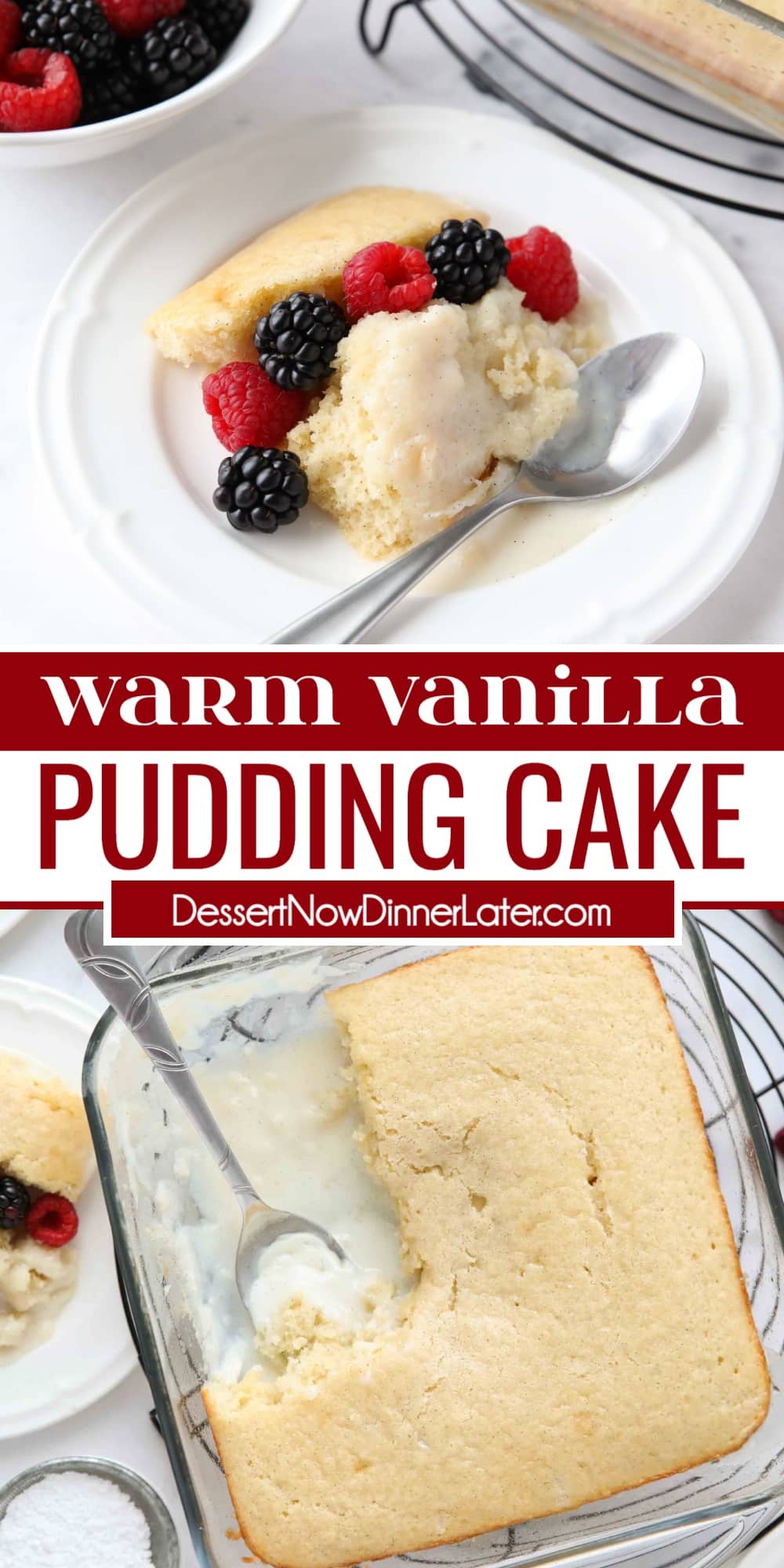 Vanilla Pudding Cake (No Mixes) | Dessert Now Dinner Later